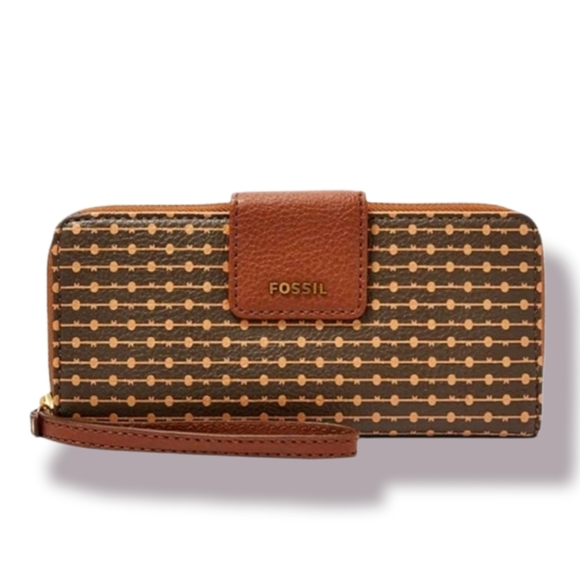 Fossil | Bags | Fossil Madison Zip Clutch Wallet Retired Wanita Print ...